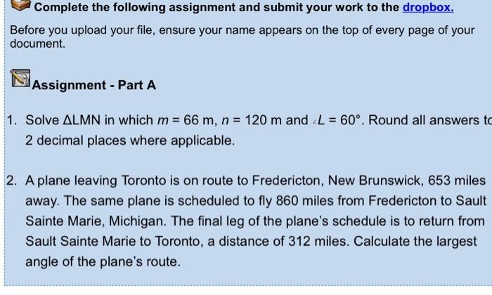 Solved Complete the following assignment and submit your | Chegg.com