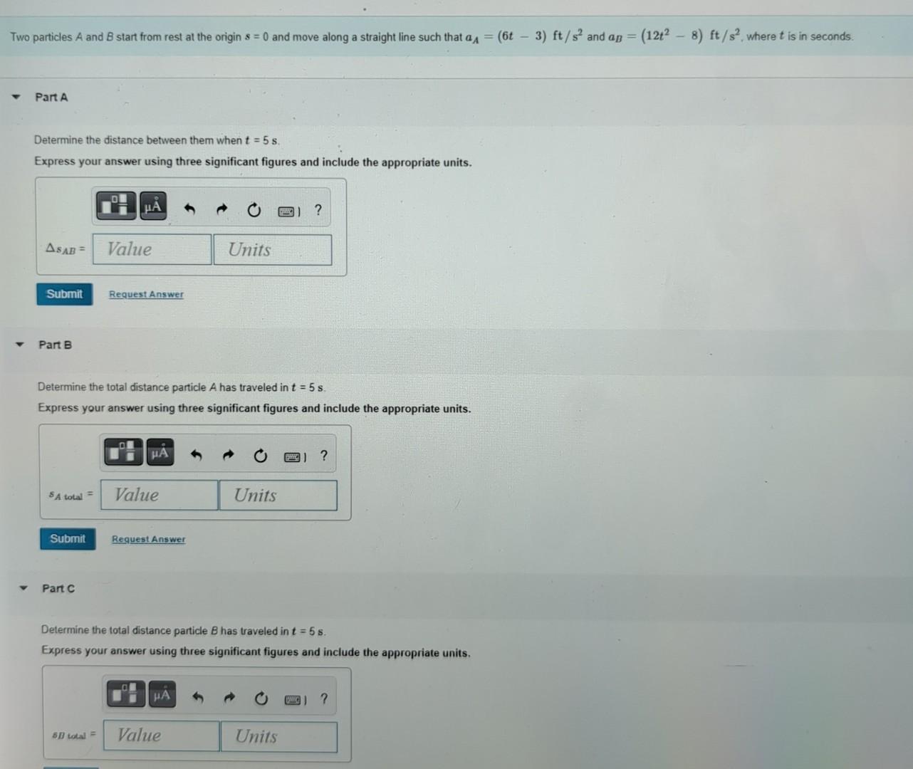 Solved wo particles A and B start from rest at the origin | Chegg.com