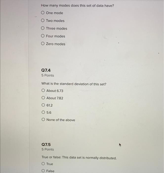 Solved Q71 5 Points What Is The Mean Of This Set Of Data 7 