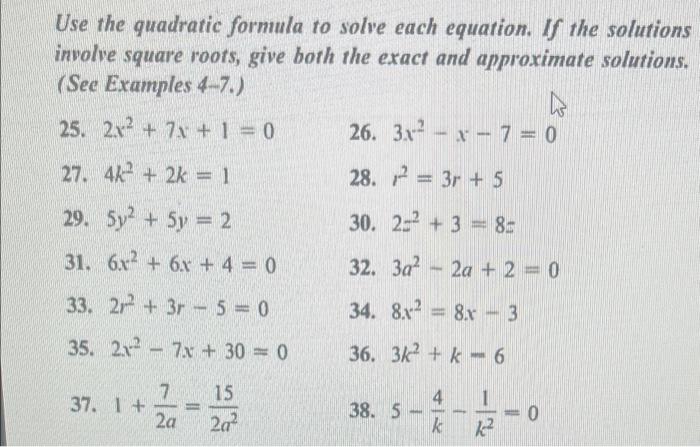 Solved Use the quadratic formula to solve each equation. If | Chegg.com