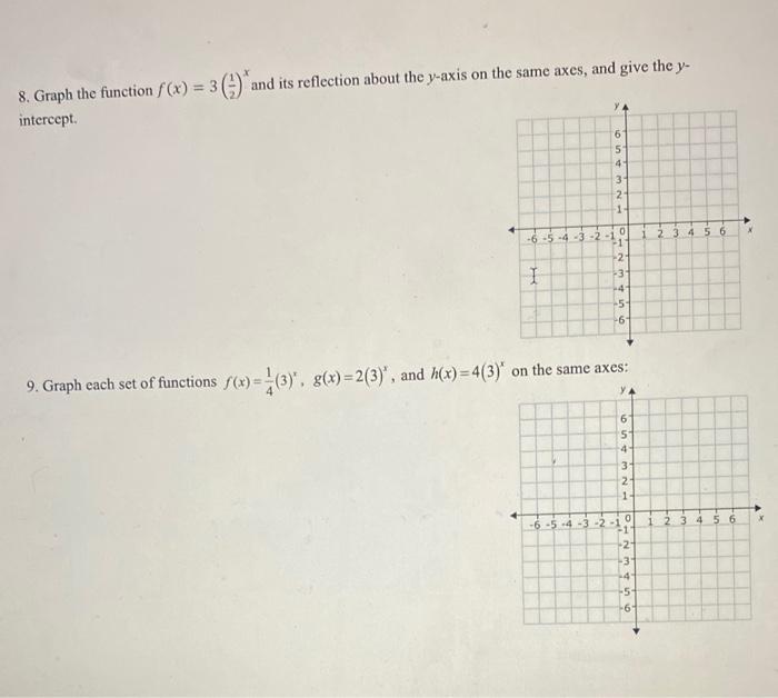 Solved 8. Graph the function f(x)=3(21)x and its reflection | Chegg.com