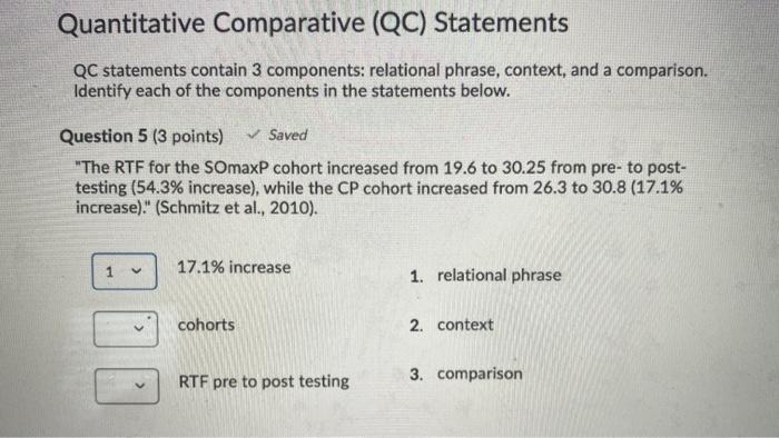 Solved Quantitative Comparative (QC) Statements QC | Chegg.com