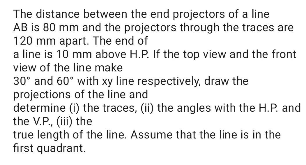 Solved The distance between the end projectors of a line AB | Chegg.com