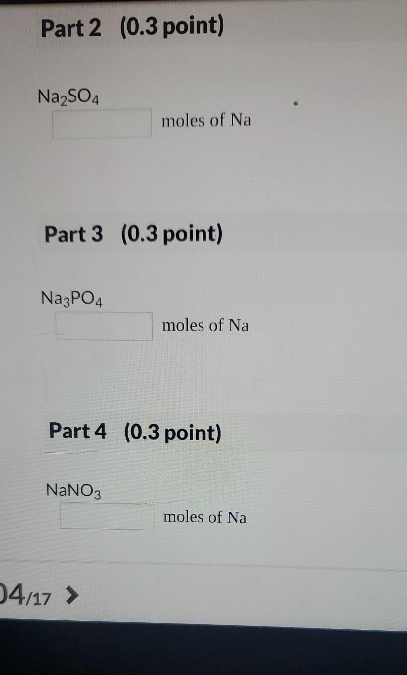 Solved How many moles of sodium are there in 4.29 moles of | Chegg.com