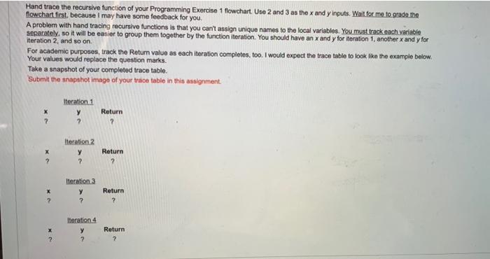 Hand trace the recursive function of your Programming | Chegg.com