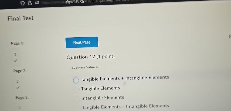 Solved Final TestPage 1 ﻿: 1Question 12 (1 ﻿point) Business | Chegg.com