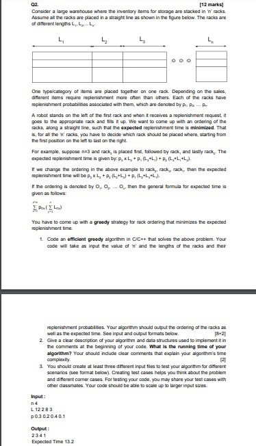 [2 marks] Consider a large warehouse where the | Chegg.com