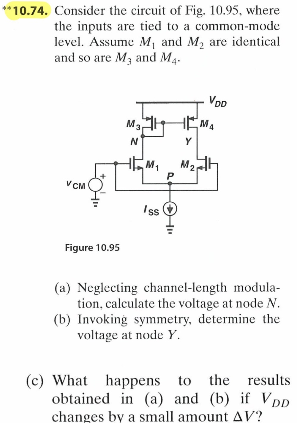 Solved *10.74. ﻿Consider the circuit of Fig. 10.95, ﻿where | Chegg.com