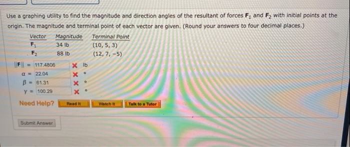 Solved Use a graphing utility to find the magnitude and | Chegg.com