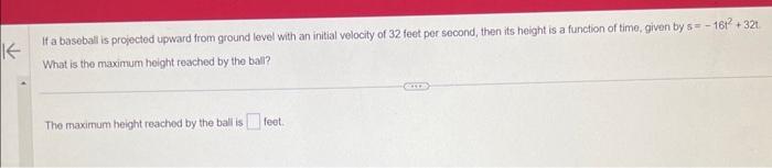 Solved If a baseball is projected upward from ground level | Chegg.com