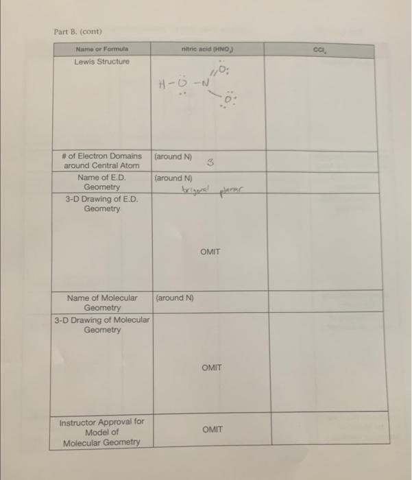 PART B. LEWIS STRUCTURES, VSEPR, AND MODELS Part | Chegg.com