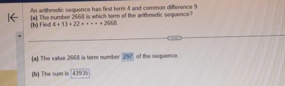Solved An arithmetic sequence has first term 4 ﻿and common | Chegg.com