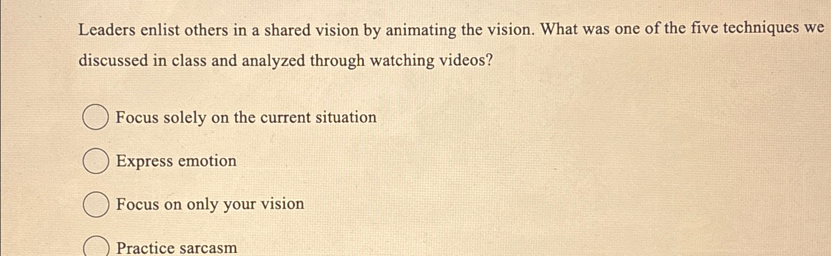 Solved Leaders enlist others in a shared vision by animating | Chegg.com