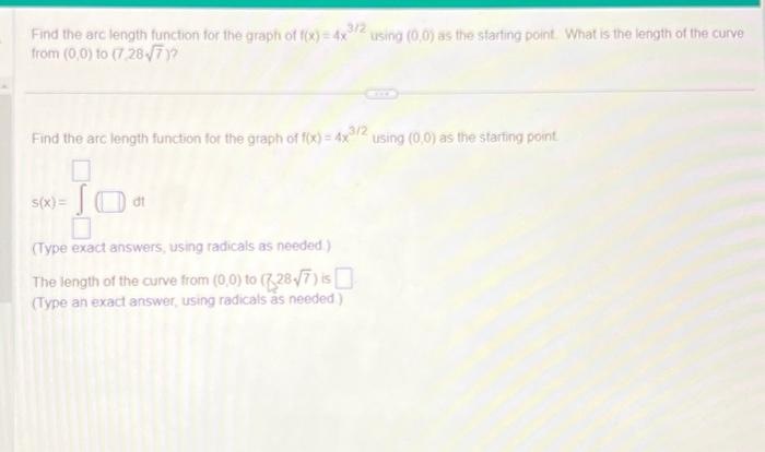 Solved Find the arc length function for the graph of | Chegg.com