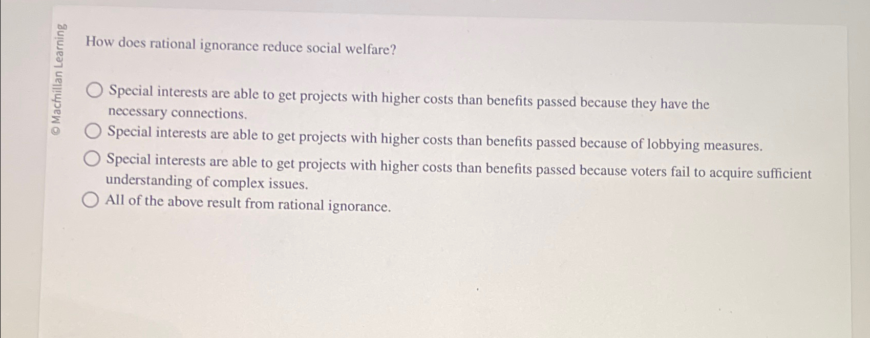 Solved 놀 ﻿How does rational ignorance reduce social | Chegg.com