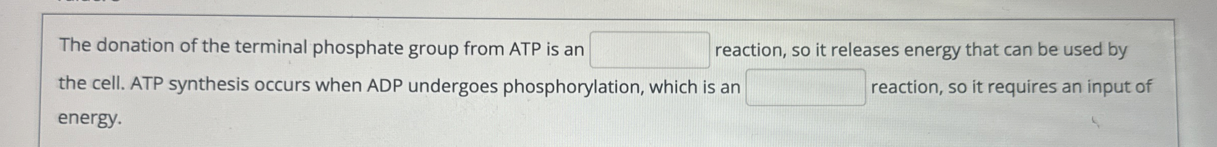 Solved The donation of the terminal phosphate group from ATP | Chegg.com