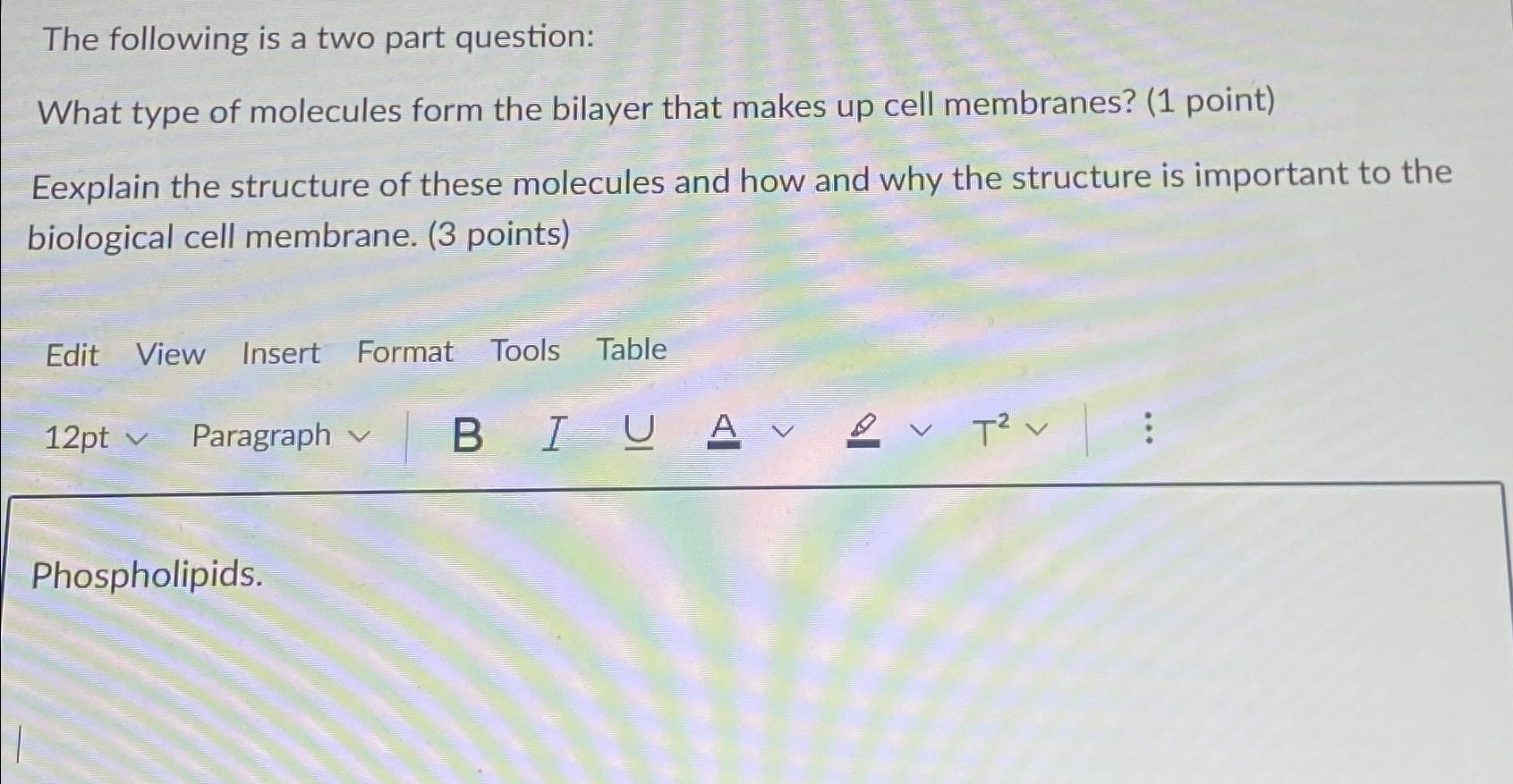 Solved The following is a two part question:What type of | Chegg.com