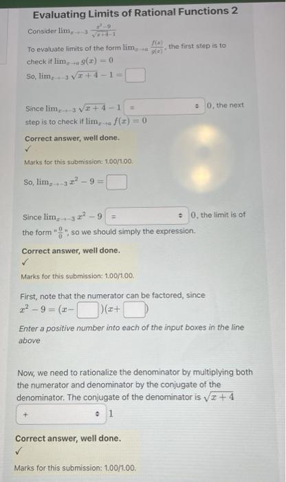 Evaluating Limits of Rational Functions 2 Consider | Chegg.com