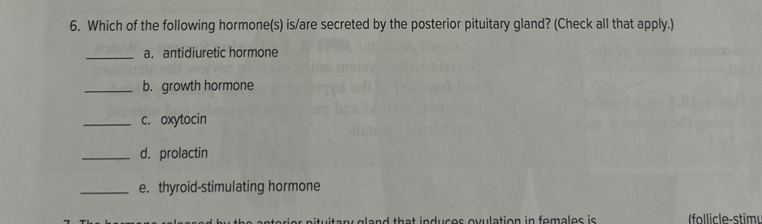 Solved Which of the following hormone(s) ﻿is/are secreted by | Chegg.com