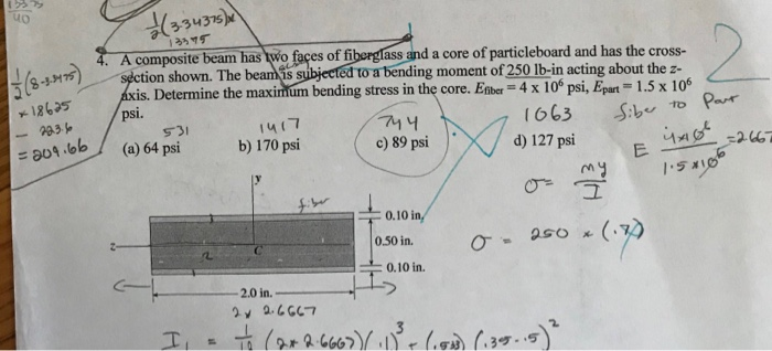 Solved 4. A composite beam has two faces of fiberglass and a | Chegg.com