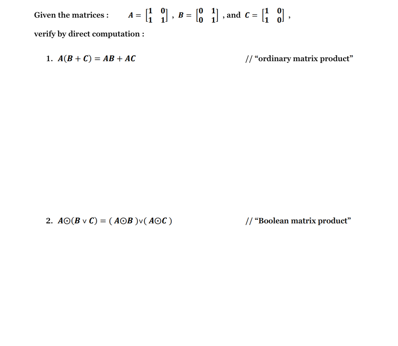 Solved Answer number 2Given the matrices : | Chegg.com
