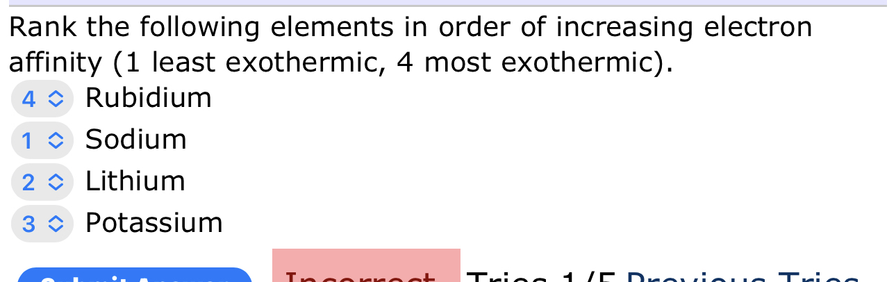 Solved Rank the following elements in order of increasing | Chegg.com