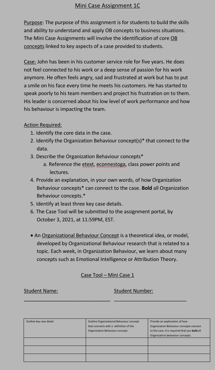 Solved Mini Case Assignment 10 Purpose: The purpose of this | Chegg.com
