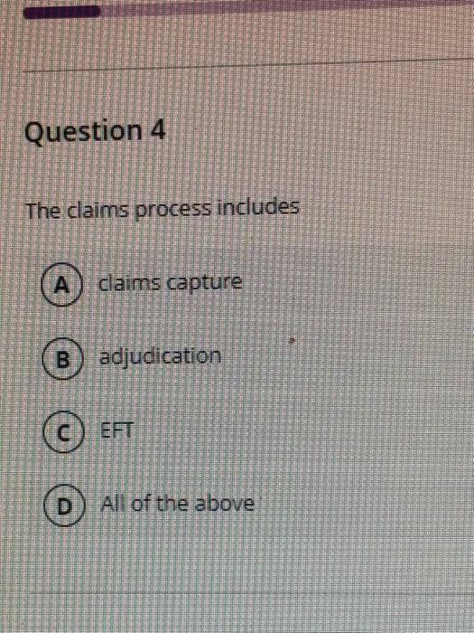 Solved The claims process includes claims capture | Chegg.com
