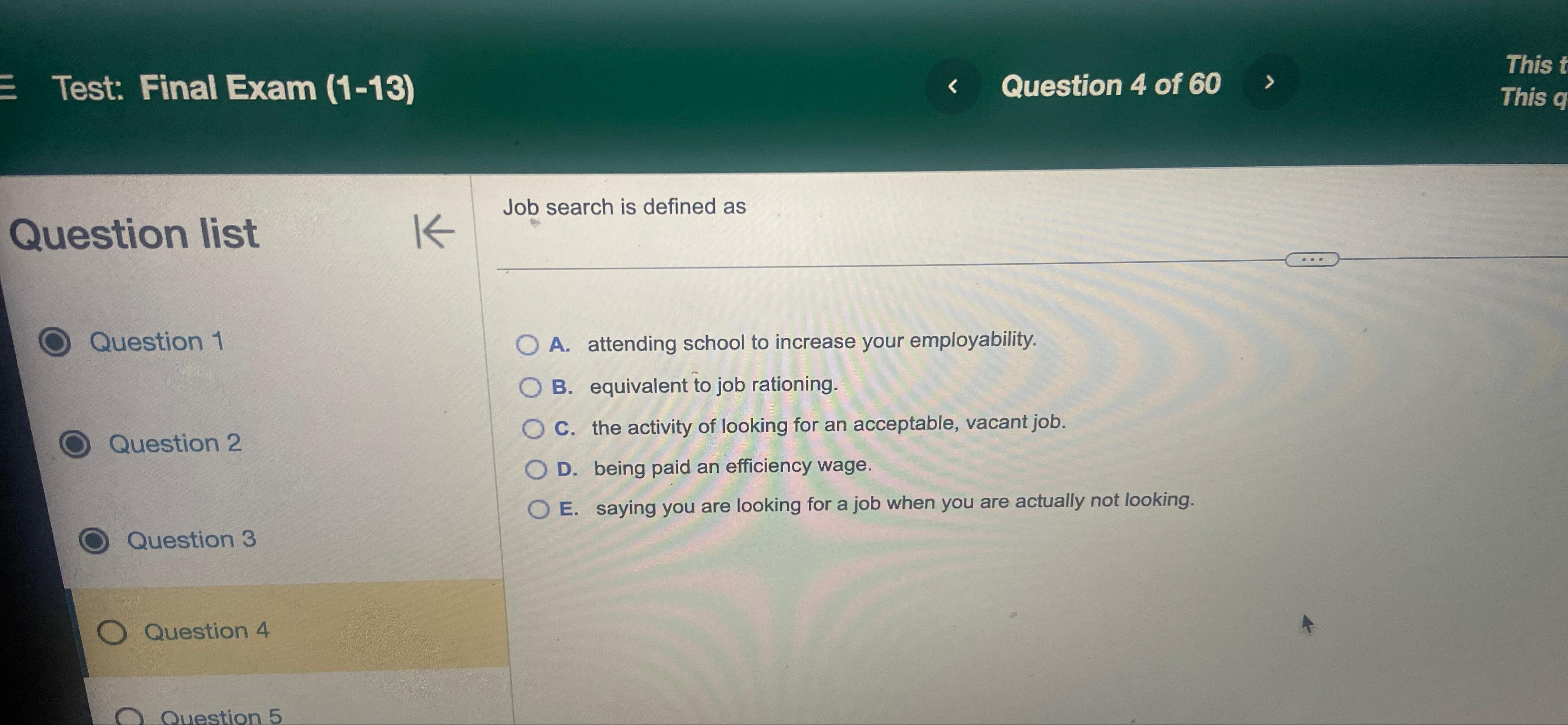 Solved -= ﻿Test: Final Exam (1-13)Question 4 ﻿of 60Question | Chegg.com
