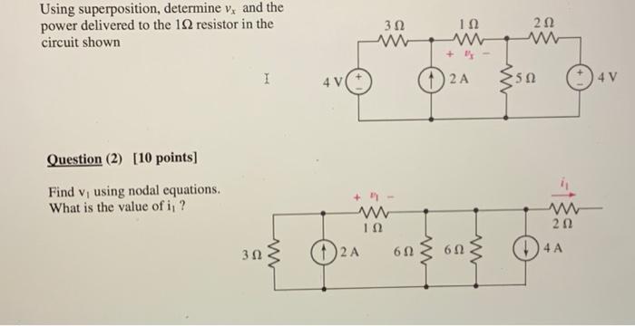 Solved Using superposition, determine vx and the power | Chegg.com