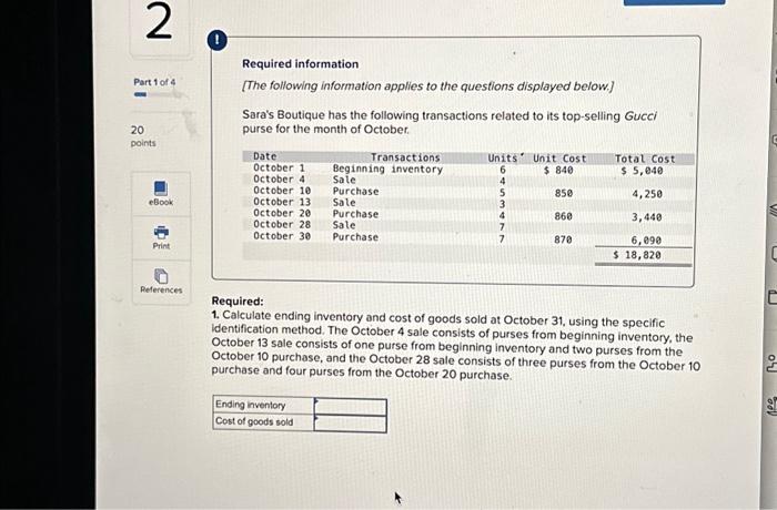 Solved 2 Part 1 of 4 20 points eBook Print References ! | Chegg.com