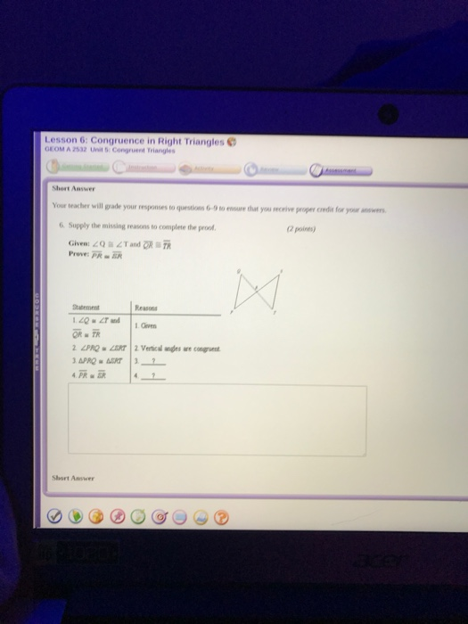 Solved Lesson 6: Congruence in Right Triangles GEOMA 2532 | Chegg.com