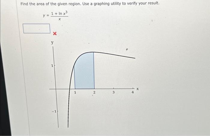 Find the area of the given region. Use a graphing | Chegg.com