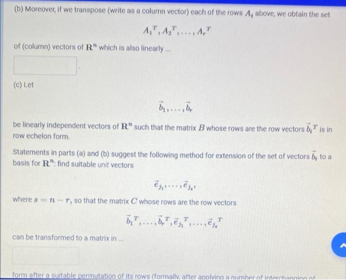 Solved (Linear Spans). Recall that the transpose operation | Chegg.com