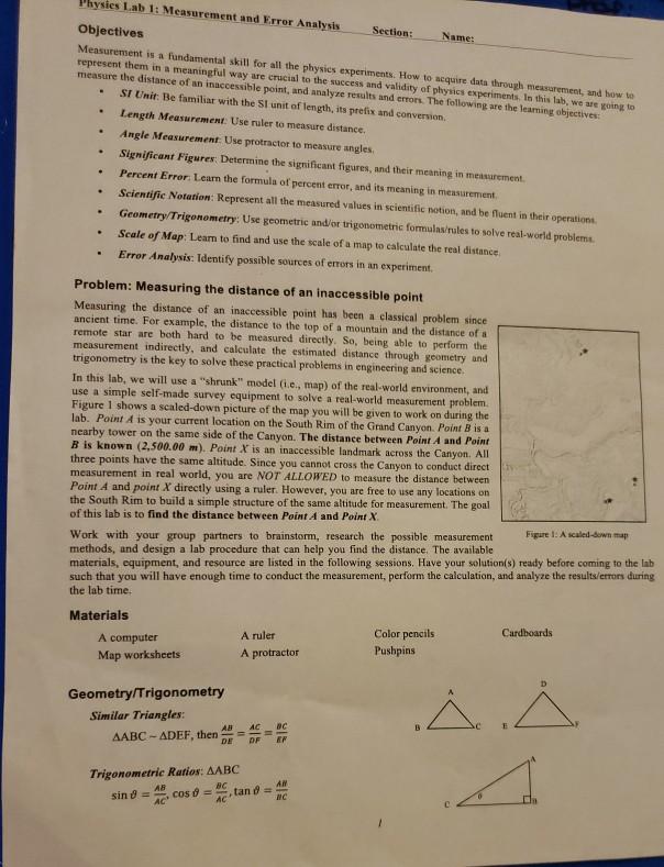 Physics Lab 1 Measurement And Error Analysis