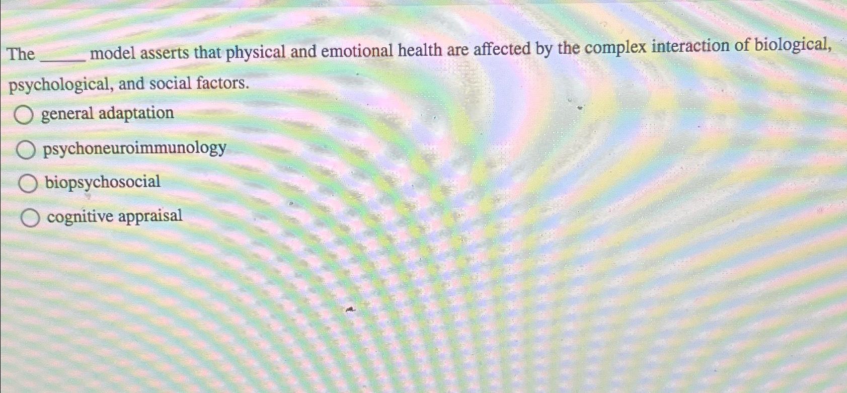 Solved The model asserts that physical and emotional health | Chegg.com