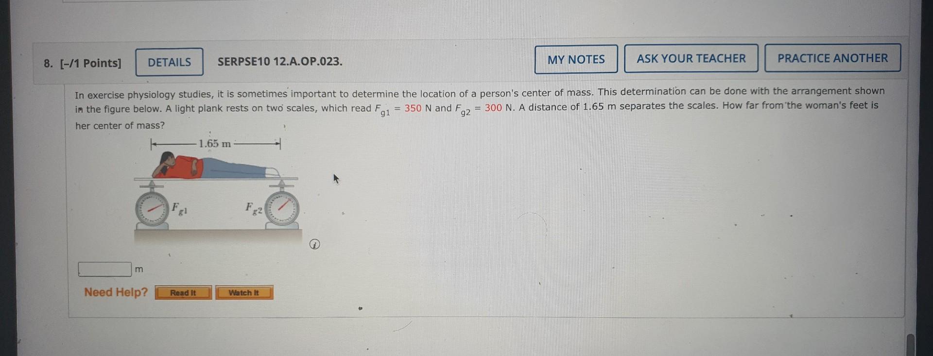 Solved her center of mass? | Chegg.com
