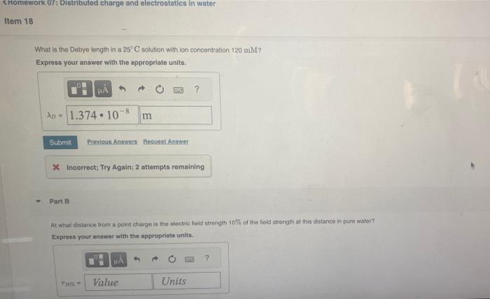Solved What is the Debye length in a 25∘C solution with ion | Chegg.com