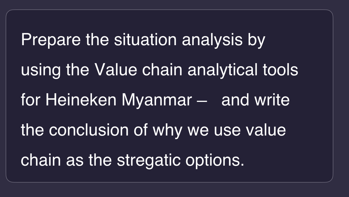 Solved Prepare the situation analysis by using the Value | Chegg.com