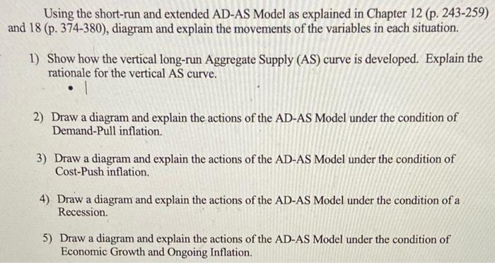 Solved Using the short-run and extended AD-AS Model as | Chegg.com