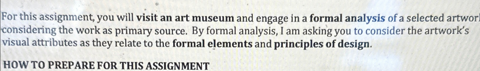 Solved For this assignment, you will visit an art museum and | Chegg.com