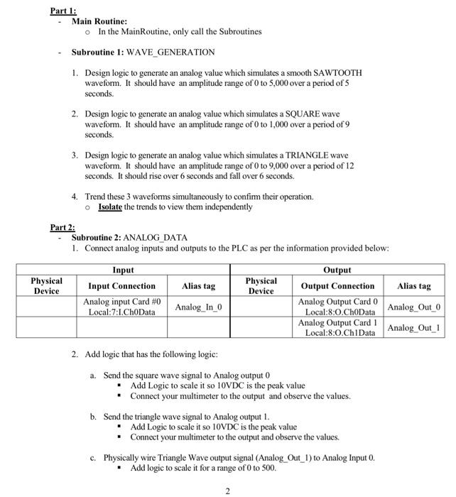 Part 1: - Main Routine: - In the MainRoutine, only | Chegg.com