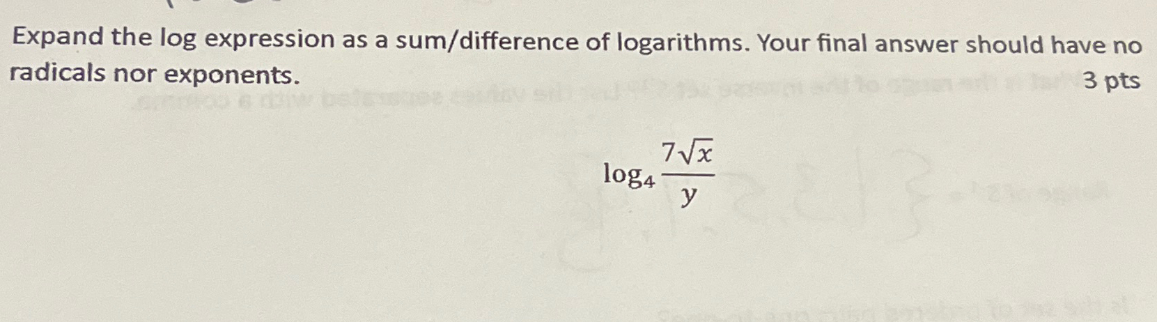 Solved Expand the log expression as a sum/difference of | Chegg.com