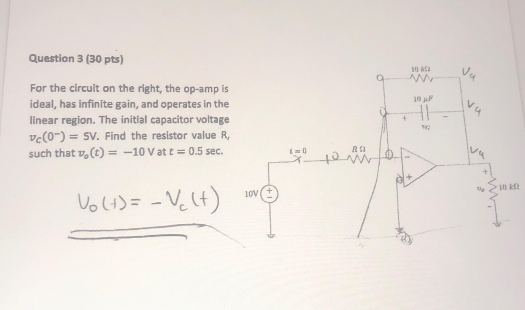 Solved Question 3 (30 ﻿pts)For the circuit on the right, the | Chegg.com