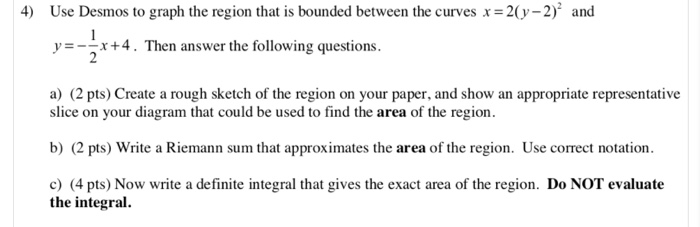 Solved 4) Use Desmos to graph the region that is bounded | Chegg.com