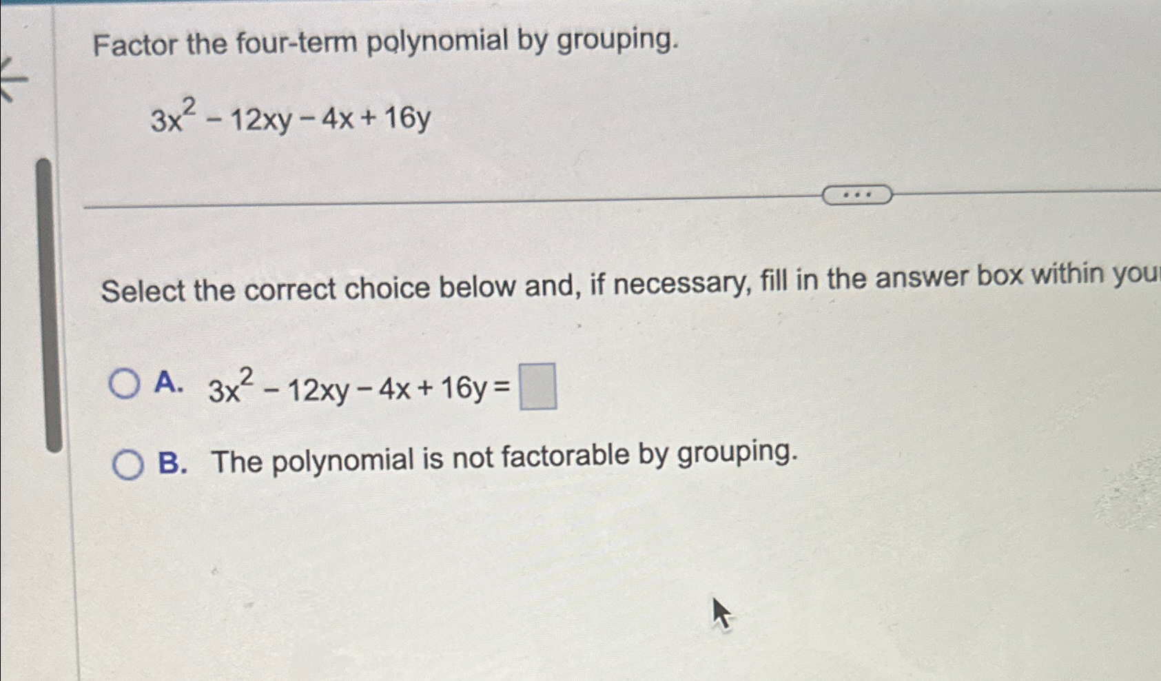 Factor the four-term polynomial by | Chegg.com