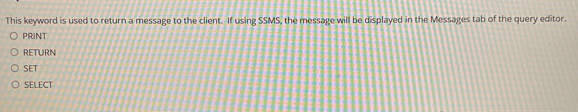 Solved This keyword is used to return a message to the | Chegg.com