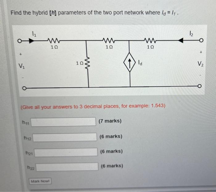 Solved Find the hybrid [h] parameters of the two port | Chegg.com
