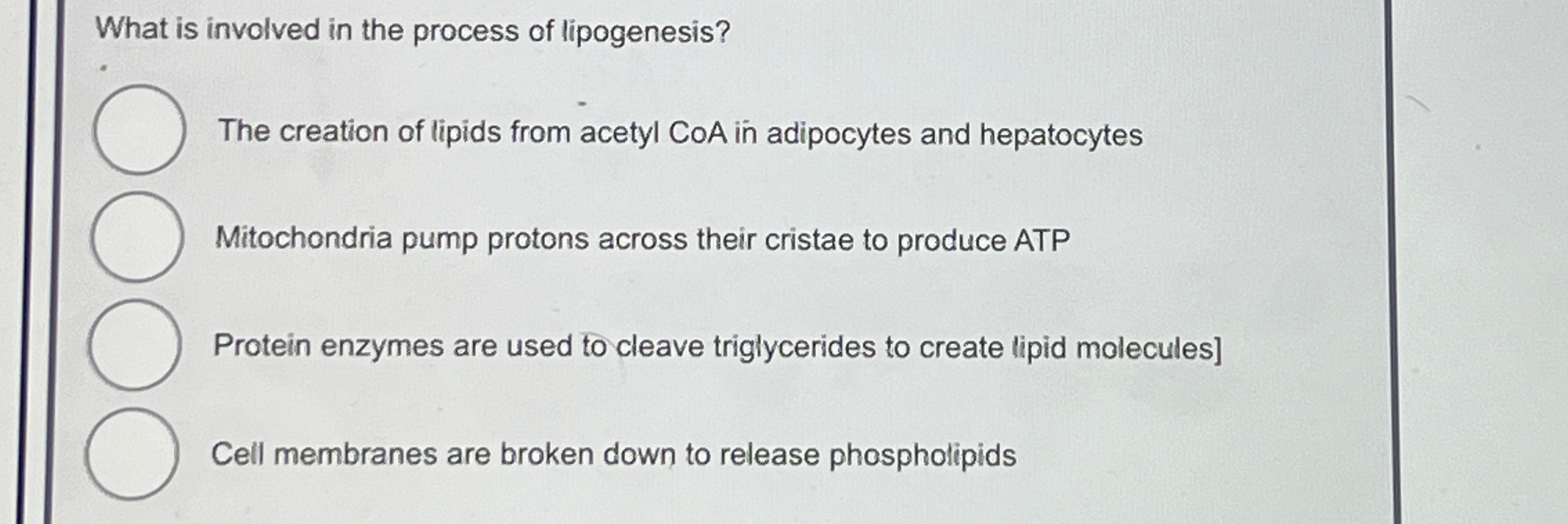 Solved What is involved in the process of lipogenesis?The | Chegg.com
