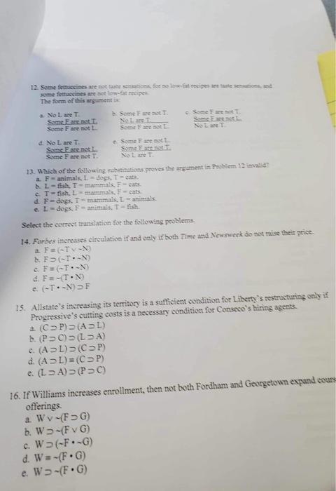 Solved The form of this atgumetst th a. F= arimals, L= Logk, | Chegg.com